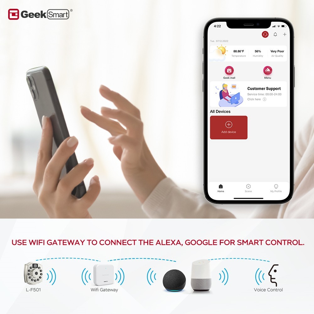 Geek Smart L-F501 Keyless Entry Smart Deadbolt Door Locks Silver