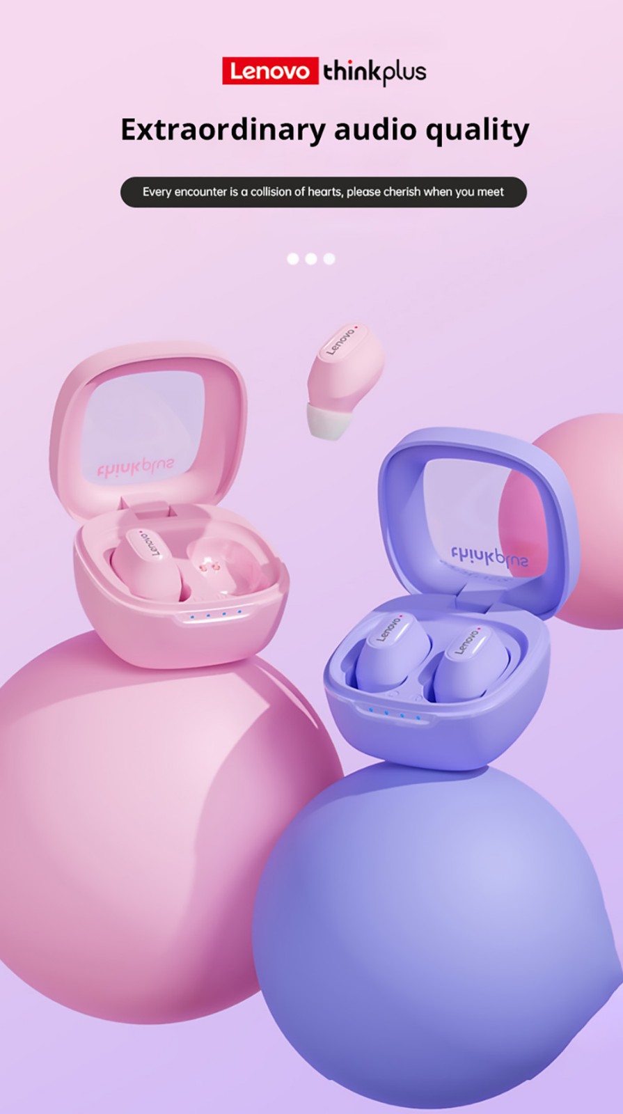 Lenovo Thinkplus XT62 TWS Earphone Pink