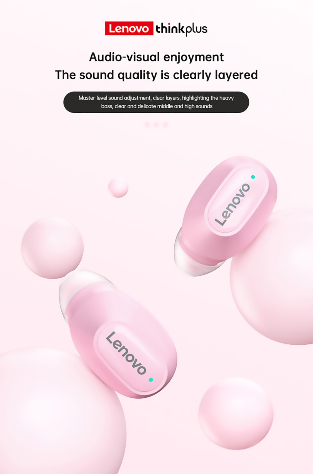 Lenovo Thinkplus XT62 TWS Earphone Pink