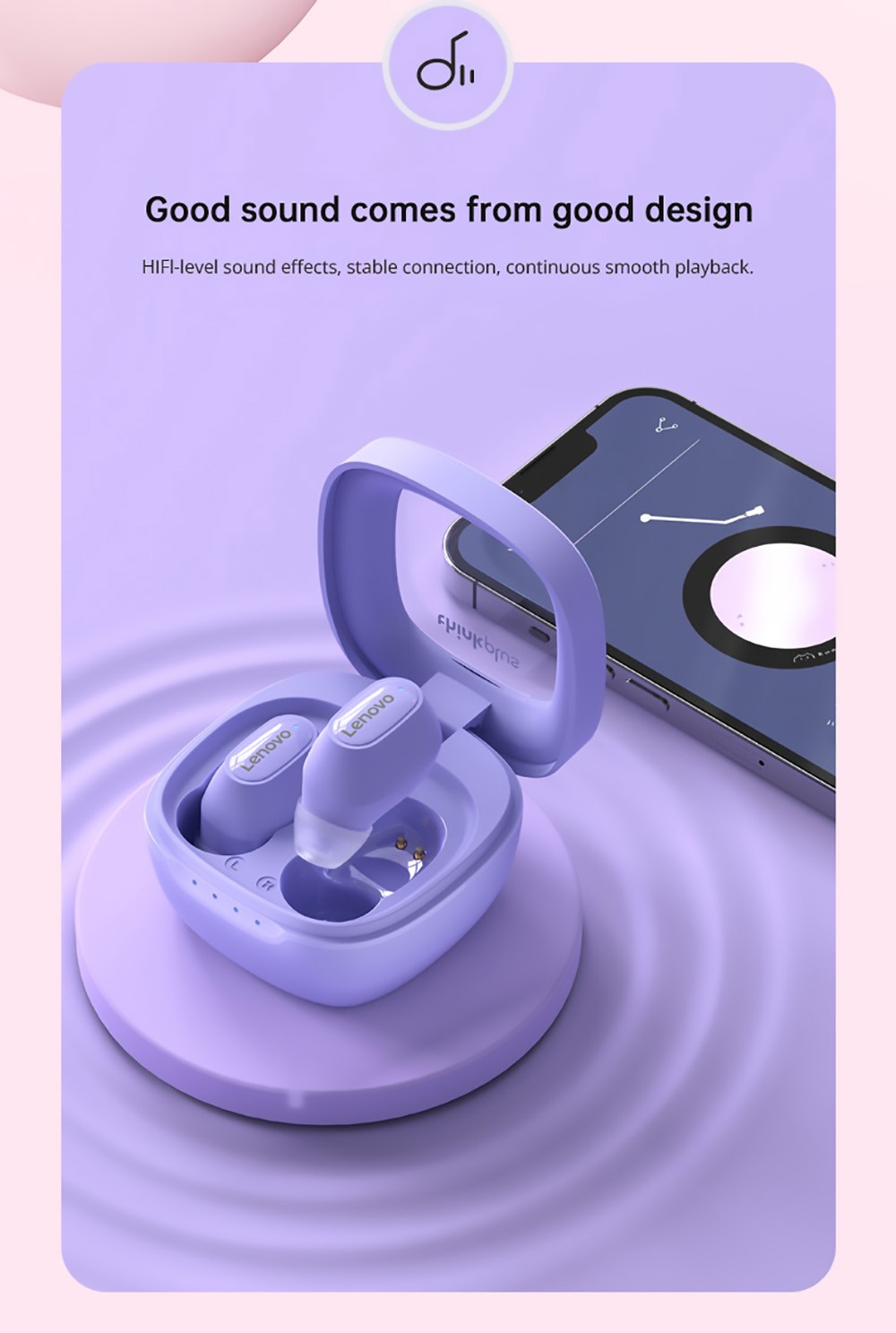 Lenovo Thinkplus XT62 TWS Earphone Purple