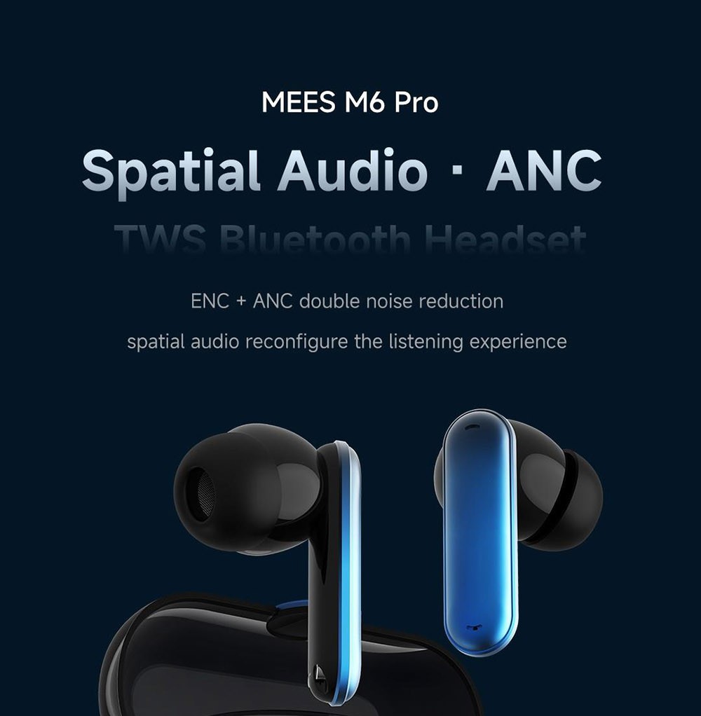 MEES M6 Pro Earbuds, ANC+ENC Deep Noise Reduction Blue