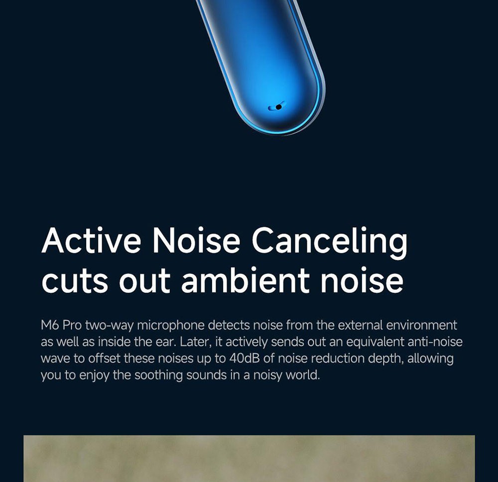 MEES M6 Pro Earbuds, ANC+ENC Deep Noise Reduction Blue