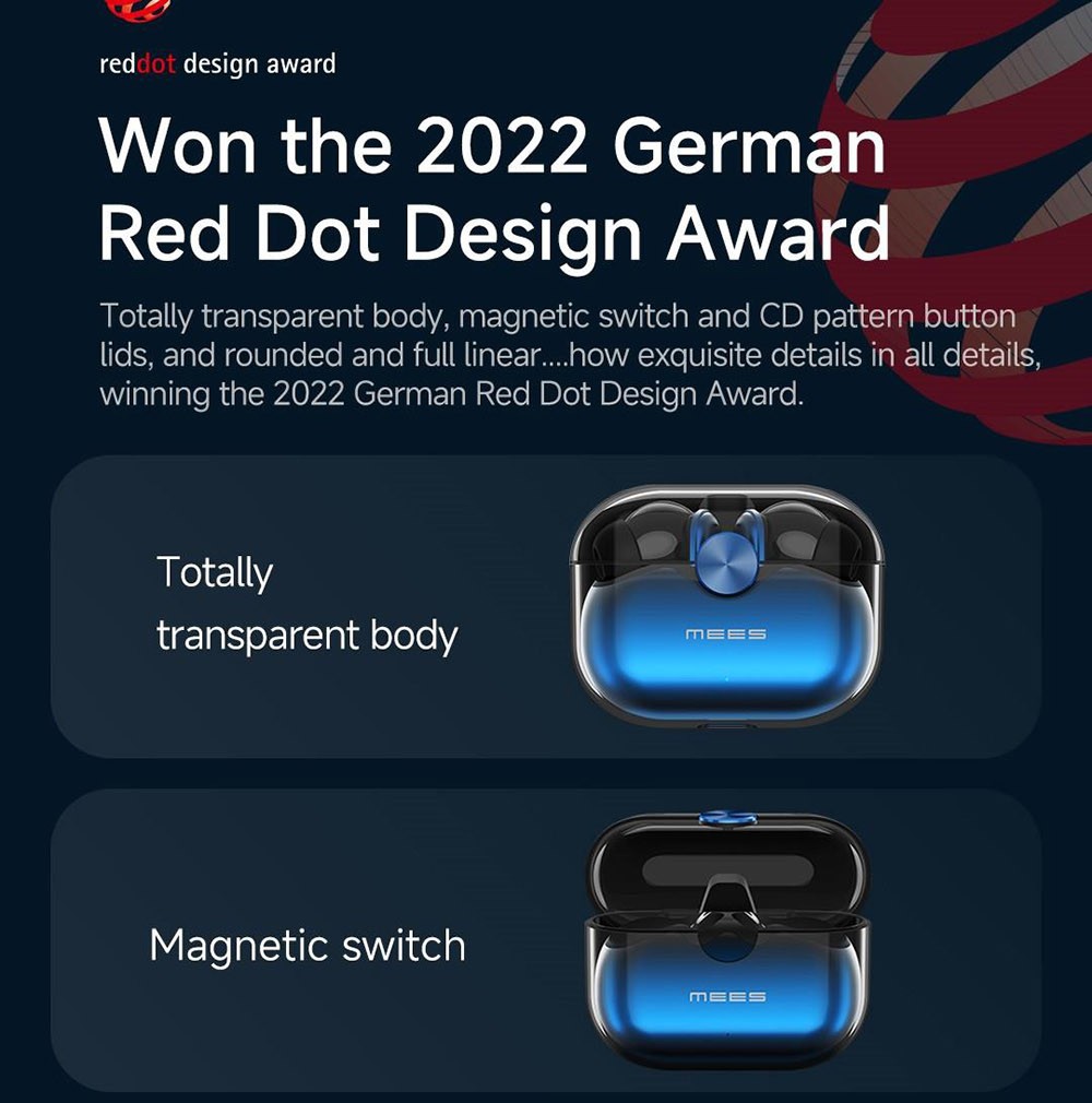 MEES M6 Pro Earbuds, ANC+ENC Deep Noise Reduction Blue