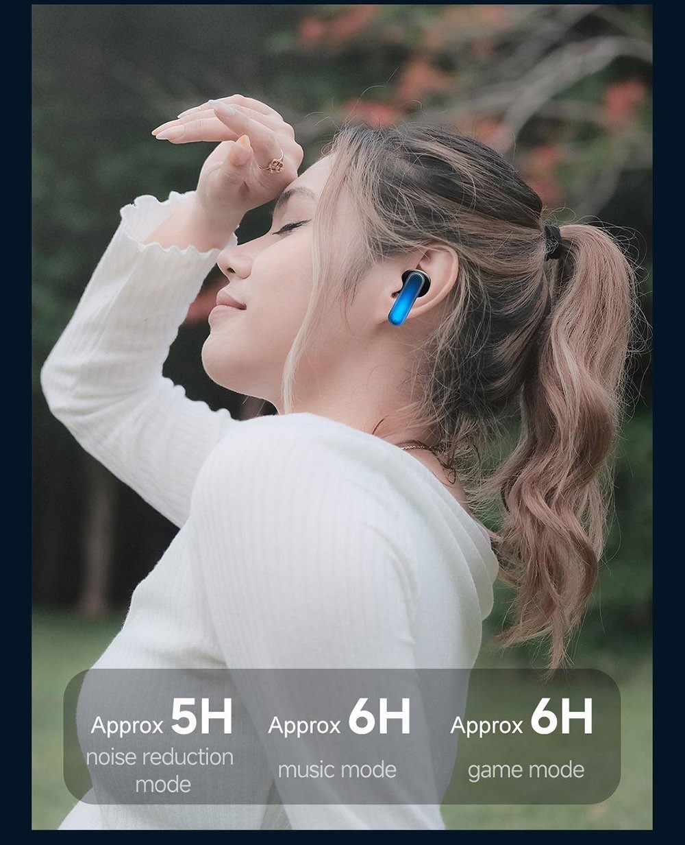 MEES M6 Pro Earbuds, ANC+ENC Deep Noise Reduction White