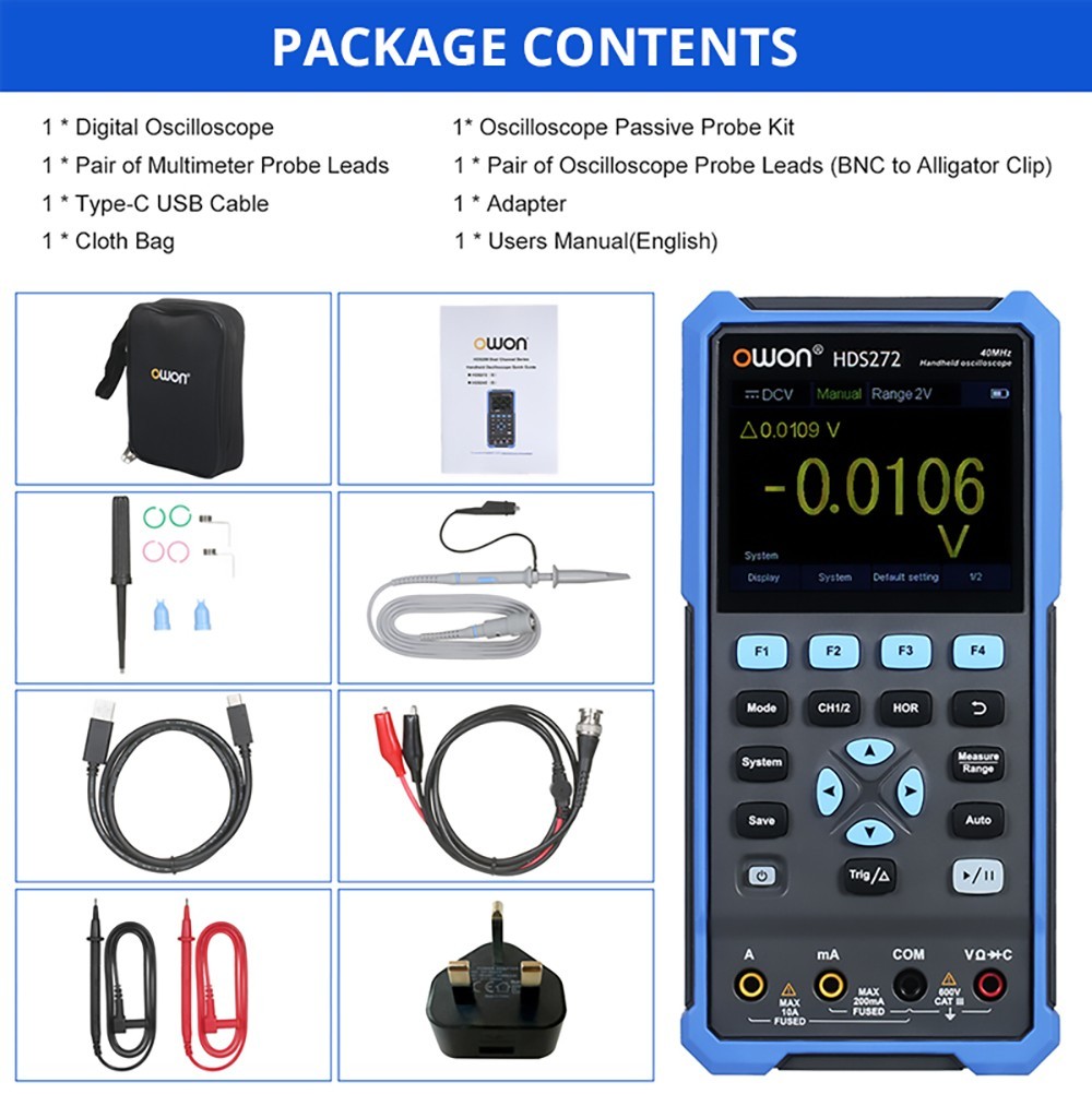 OWON HDS272 2 in 1 Digital Oscilloscope US Plug