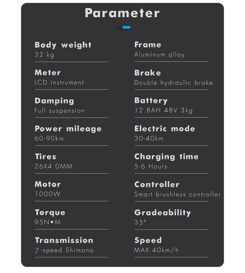 Shengmilo MX01 E-bike 26in 1000W Motor 48V 12.8AH 40Km/h Black&Green