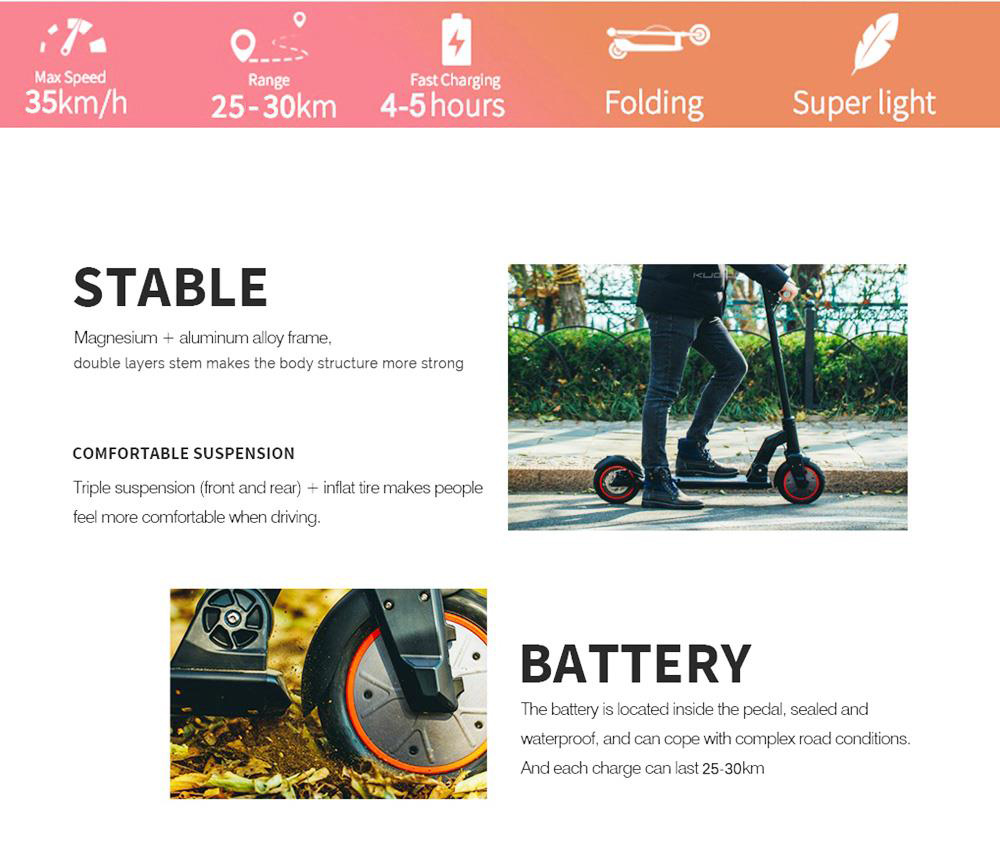 KUGOO M2 Pro 350W Motor 35km/h Max Electric Scooter Black