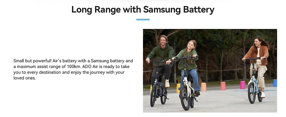 ADO A20 Air E-bike 250W Motor 25km/h 36V 10Ah Samsung Battery Blue