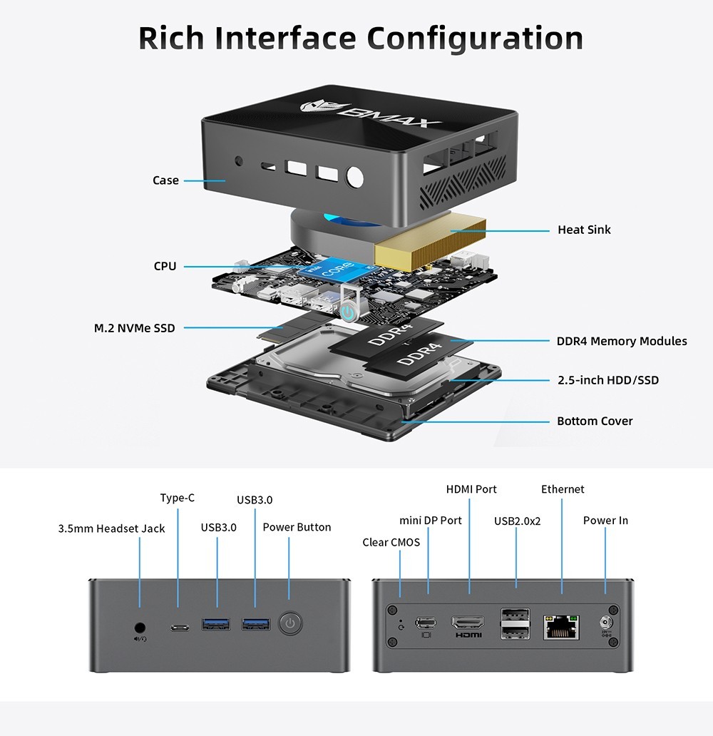 Promotion Bmax B5 Pro Mini Pc Intel Core I5 8260u 4 Cœurs 8 Fils 16