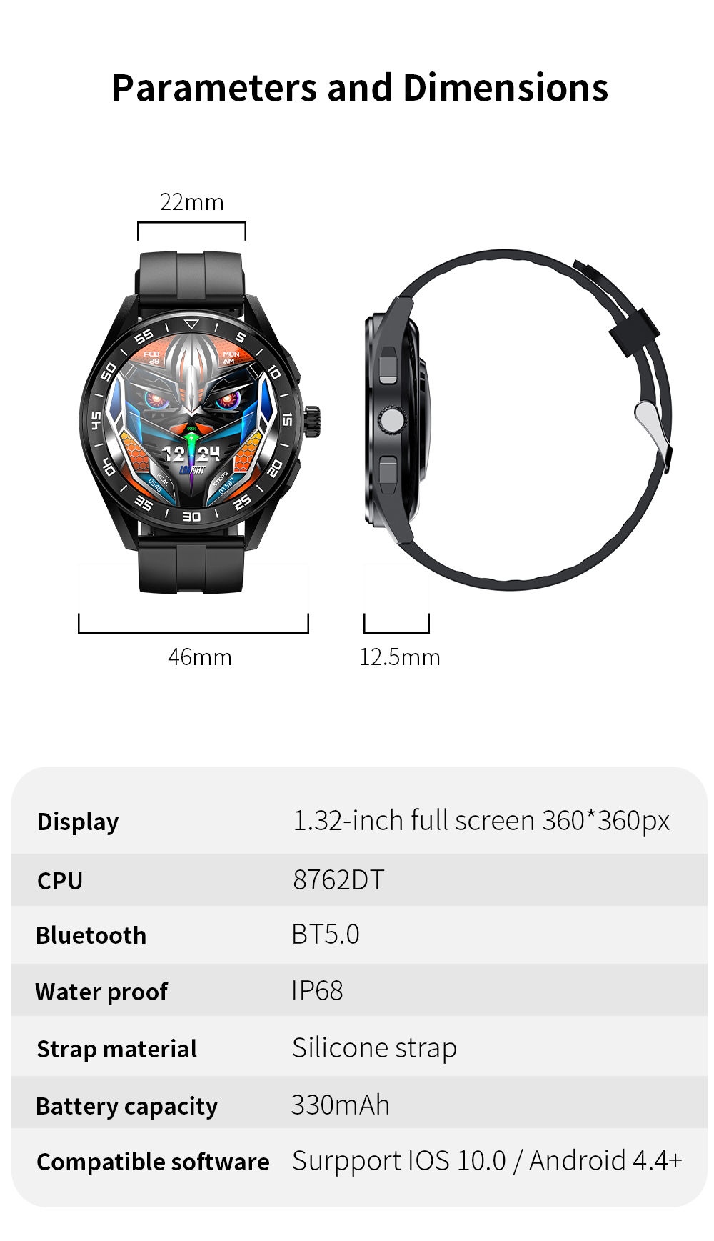 LOKMAT COMET PRO Smartwatch BT Calling Watch Black