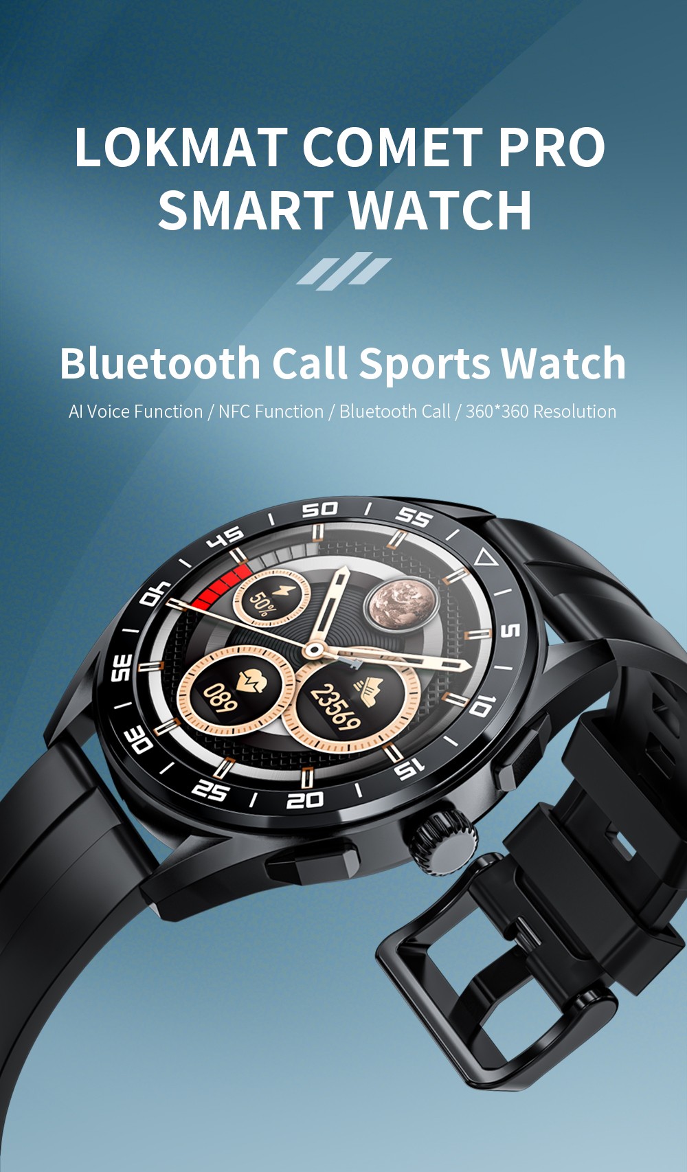 LOKMAT COMET PRO Smartwatch BT Calling Watch Blue