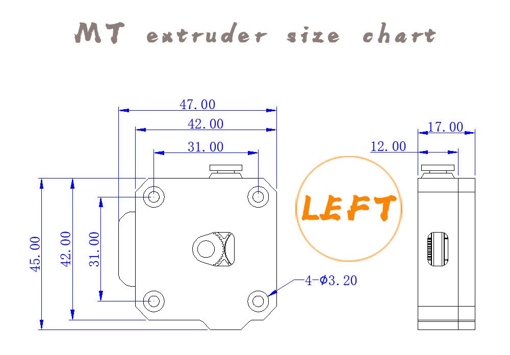 Lerdge Left MT Extruder + Gear