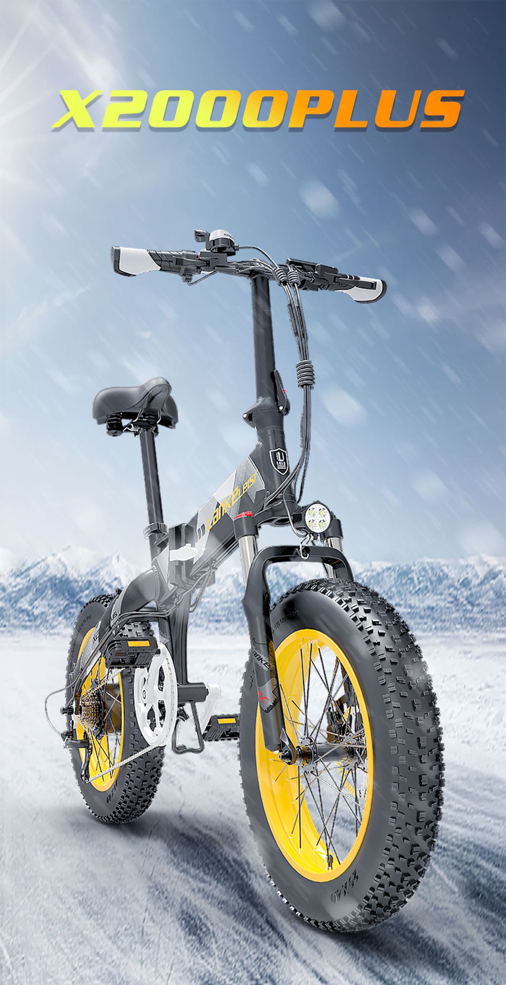 LANKELEISI X2000PLUS 48V 1000W Moped Electric Bike Black & Grey