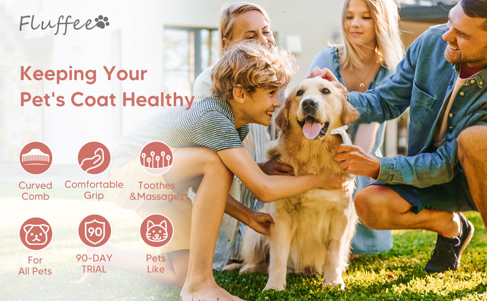 Fluffee Pet Hair Comb with 3 Replaceable Combs White