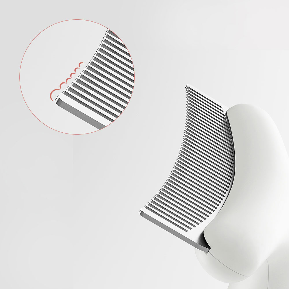 Fluffee Pet Hair Comb with 3 Replaceable Combs White