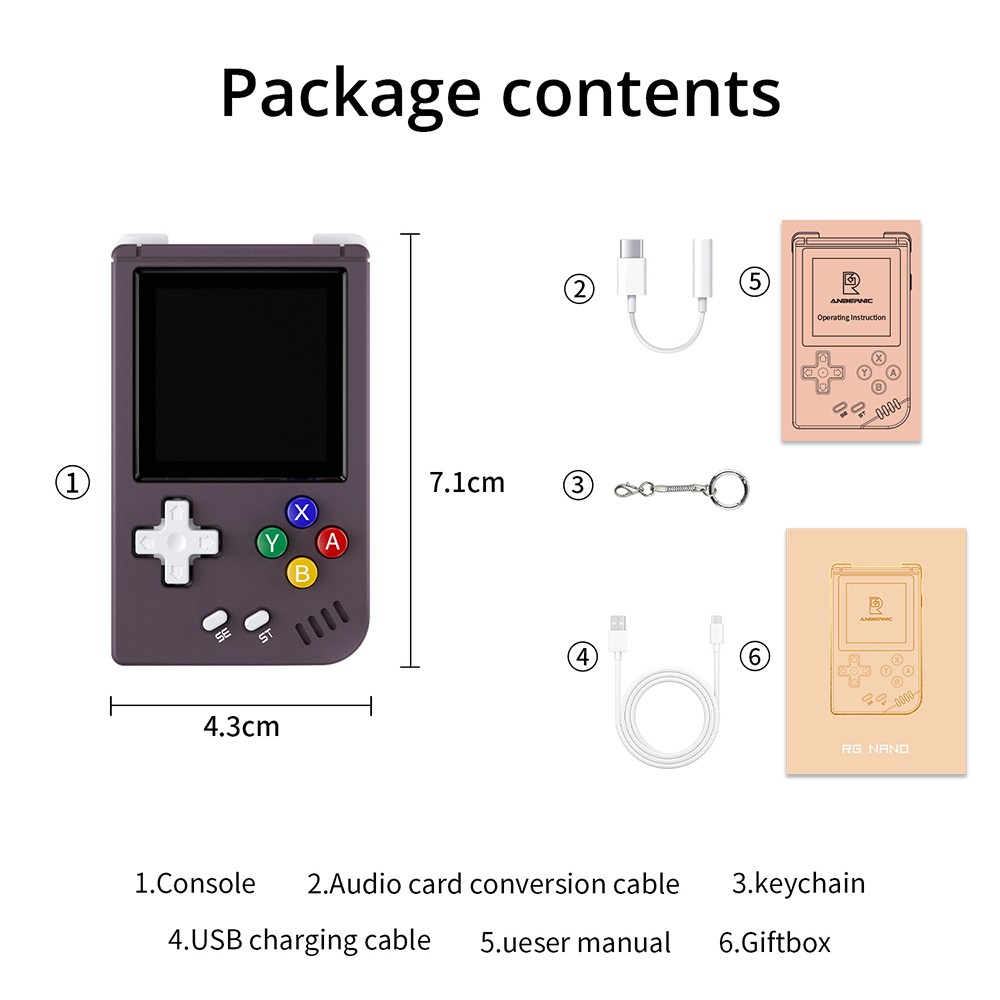ANBERNIC RG Nano Game Console 64GB Purple