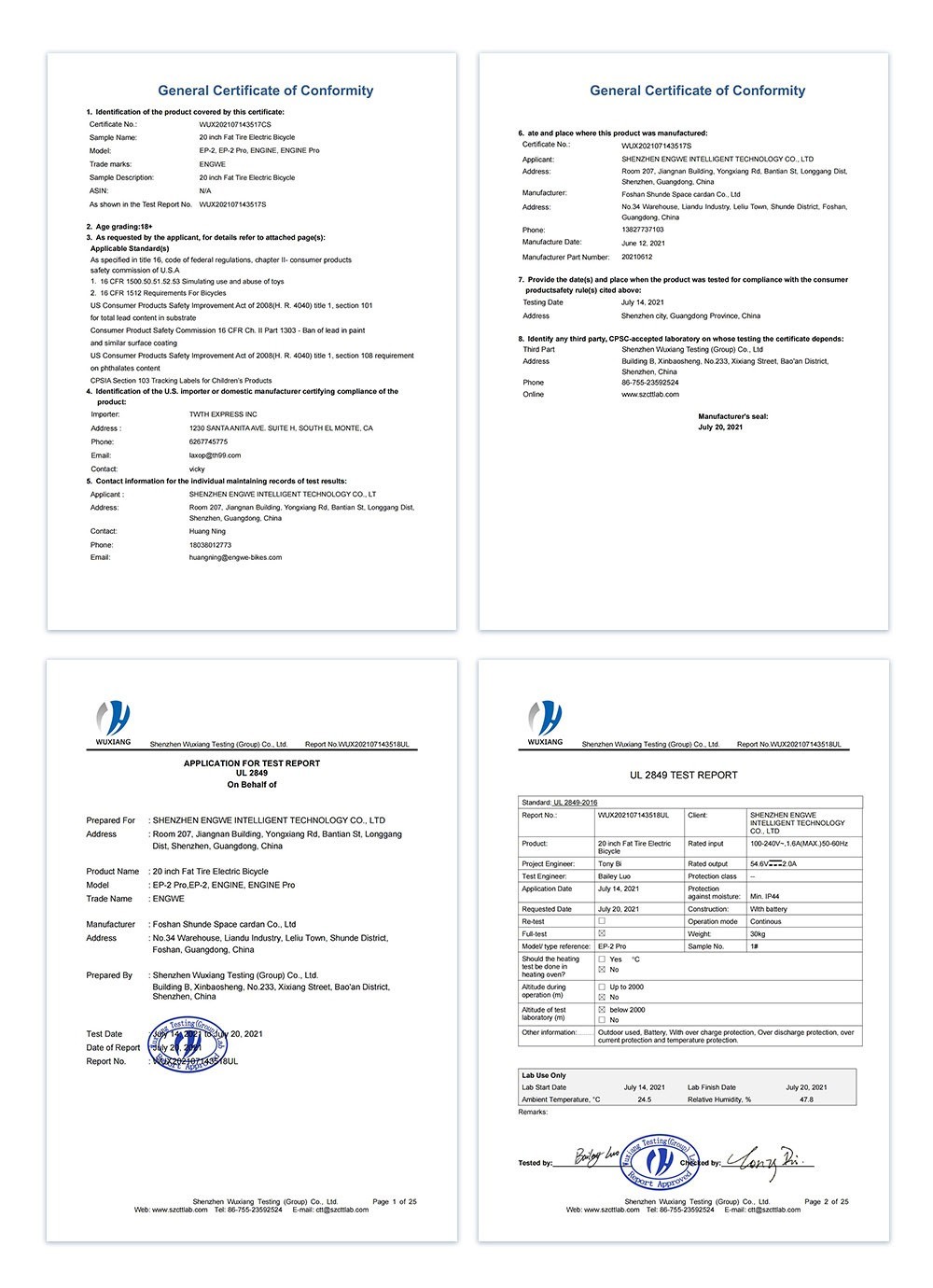 ENGWE EP-2 Electric Bike 20 inch 750W Motor 48V 13Ah 35km/h Black