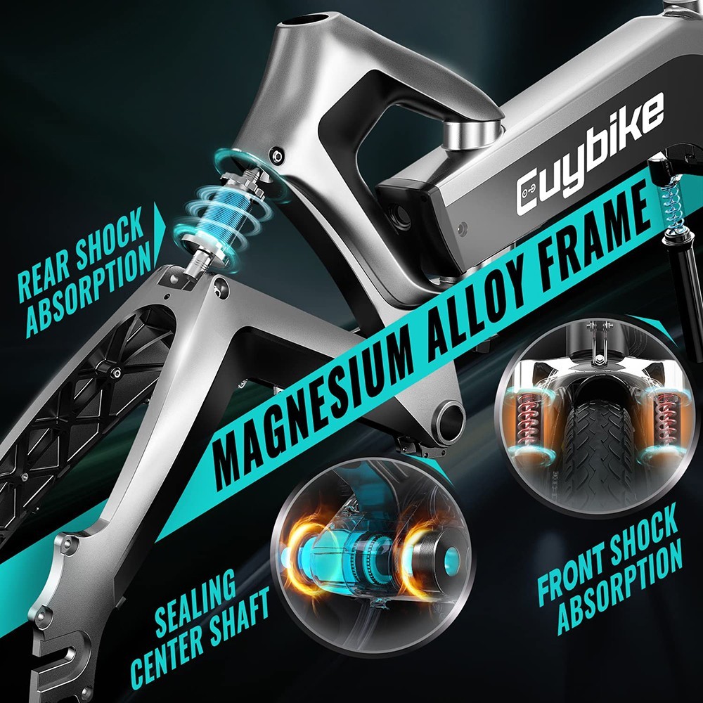 EUY K6 Folding Electric Bike 20 inch Tire 21mph 48V 12.8Ah 500W Motor