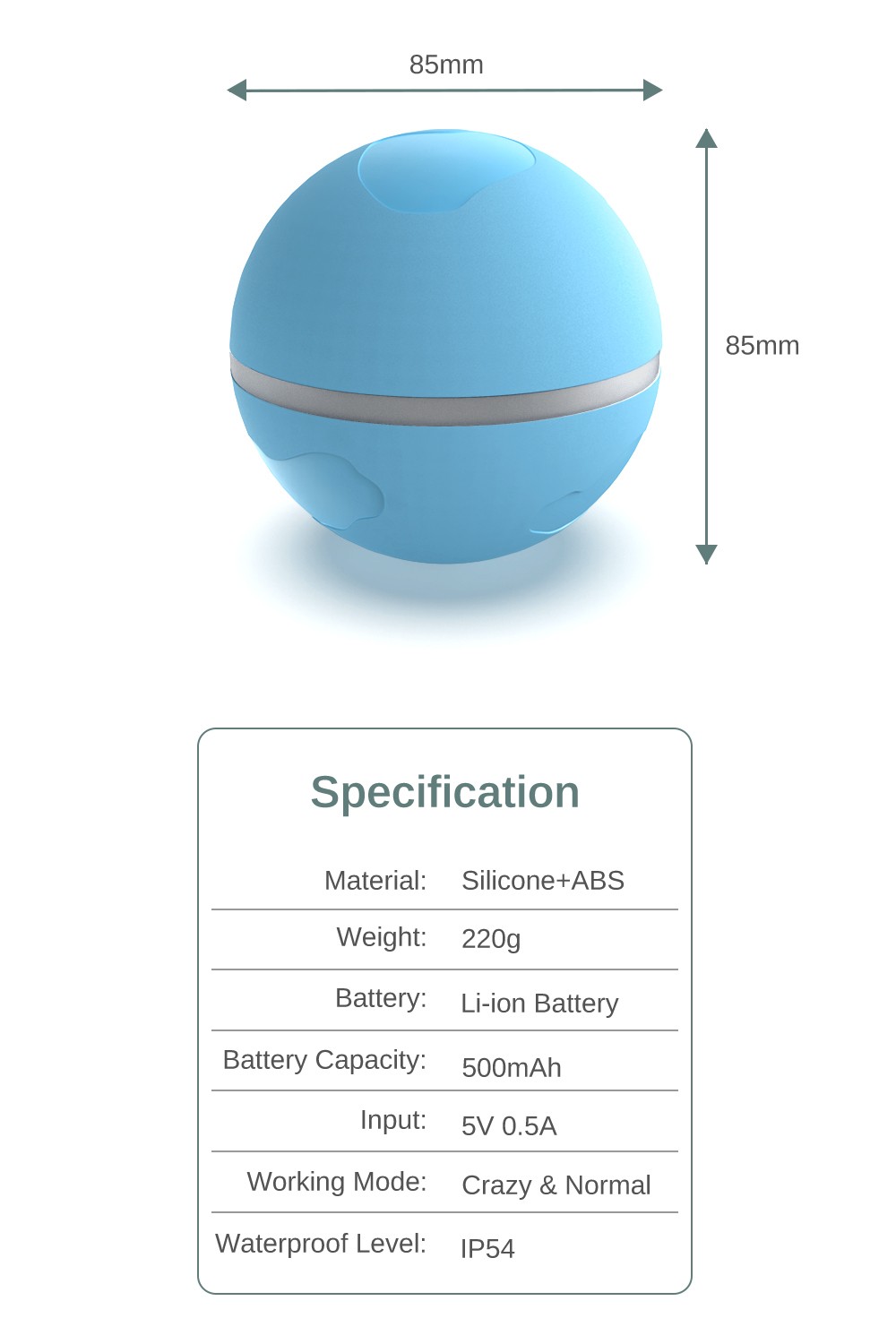 Fluffee Interactive Pet Dog Toy Ball Blue