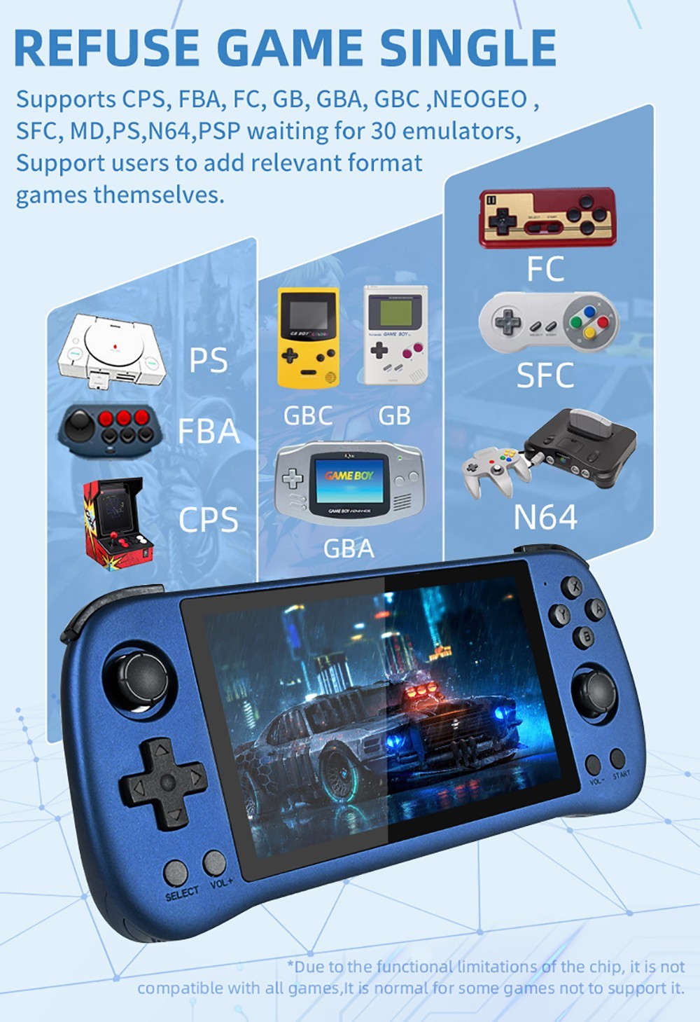 Powkiddy X55 Handheld Game Console 128GB TF Card Blue