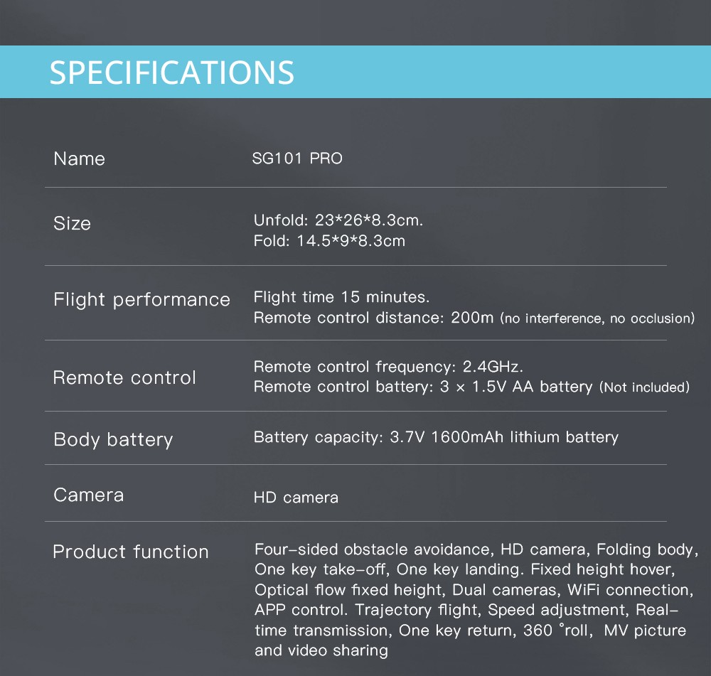 SG101 Pro Drone, 4K Dual Camera, Obstacle Avoidance