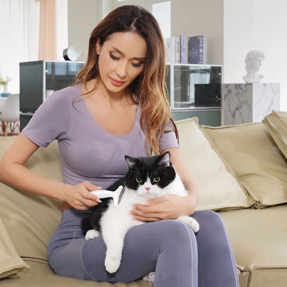 Fluffee Pet Hair Comb with 3 Replaceable Combs White