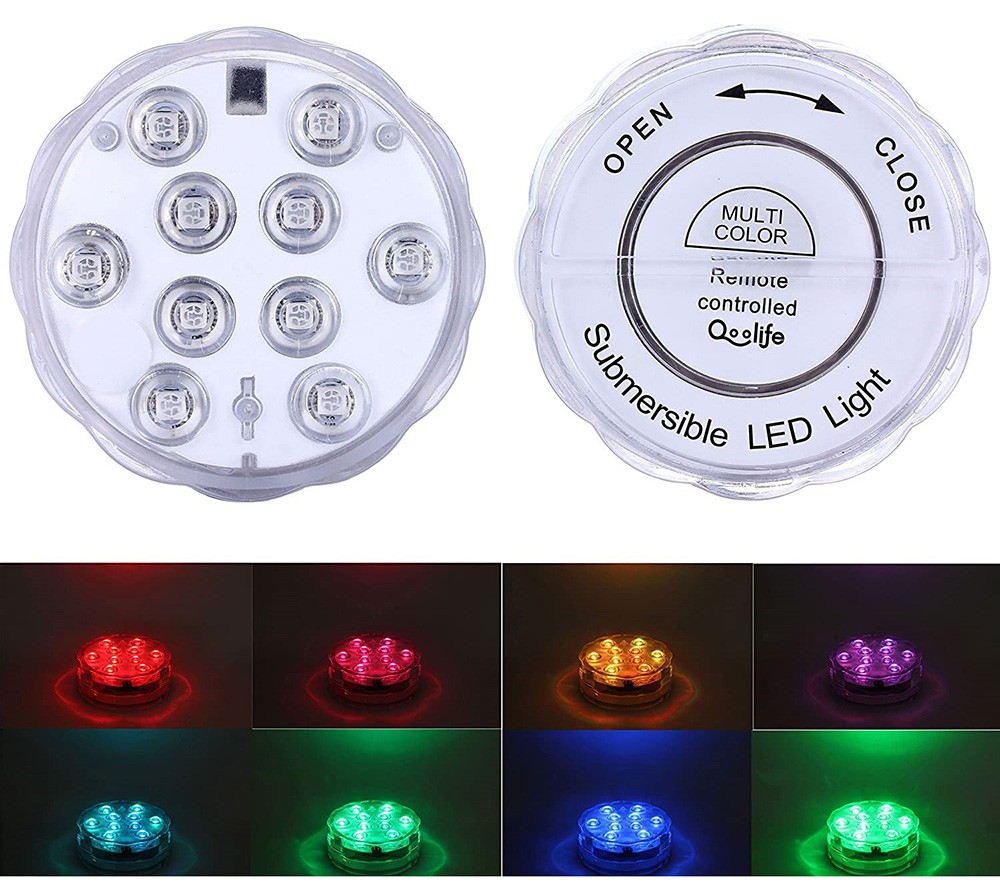 4pcs RGB Submersible LED Lights with Remote Controls