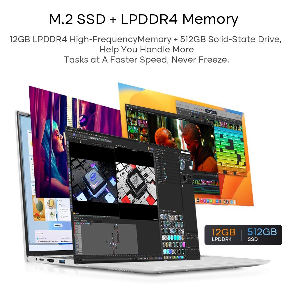 DERE R16 Air 16in Laptop Intel Celeron N4500 8GB LPDDR4 256GB SSD