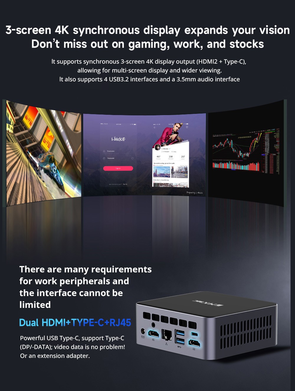 GMK M2 Mini PC Intel Core i7-11390H 16GB DDR4 1TB SSD US