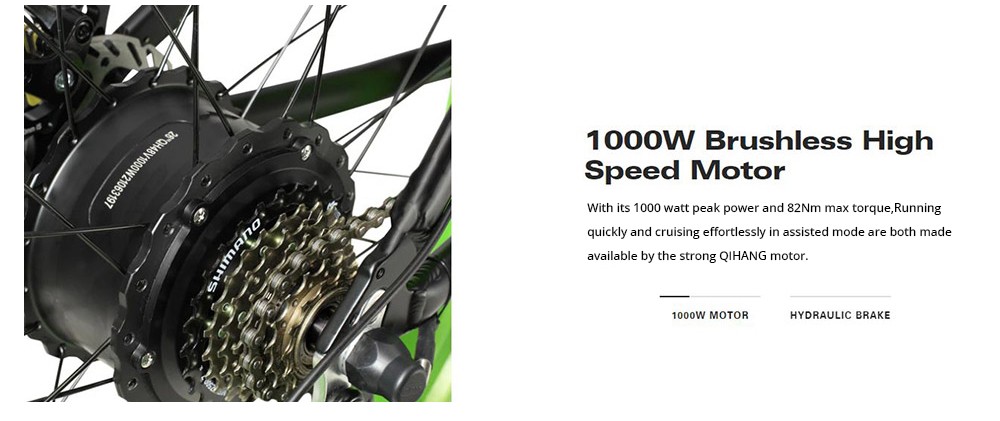 PHILODO H7 Electric Bike 26 inch 48V 1000W Motor 17.5Ah 50km/h Green