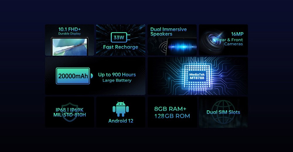 OUKITEL RT2 10.1in Tablet 8GB RAM 128GB ROM Orange