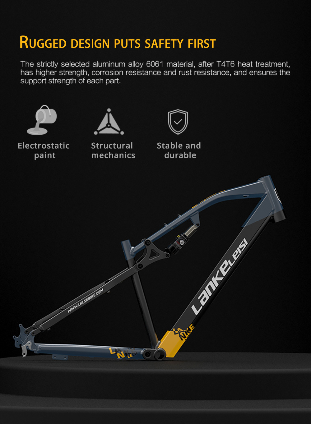 LANKELEISI RV700 Electric Bike 16Ah 48V 1000W 42Km/h - Black Blue