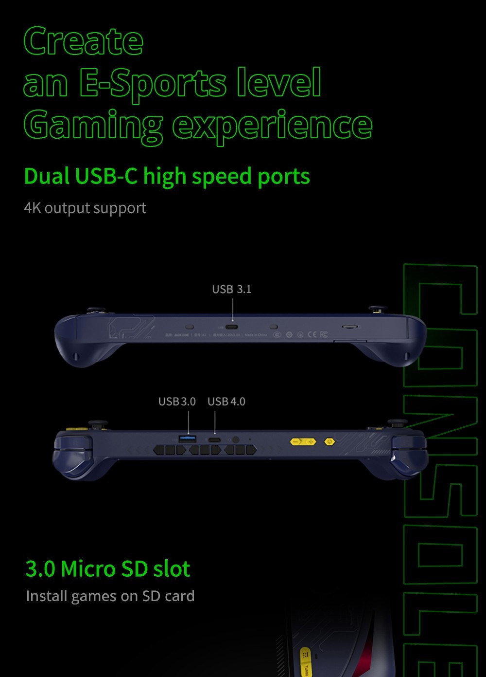 AOKZOE A1 Video Game Console Laptop 16GB LPDDR5 512GB SSD US