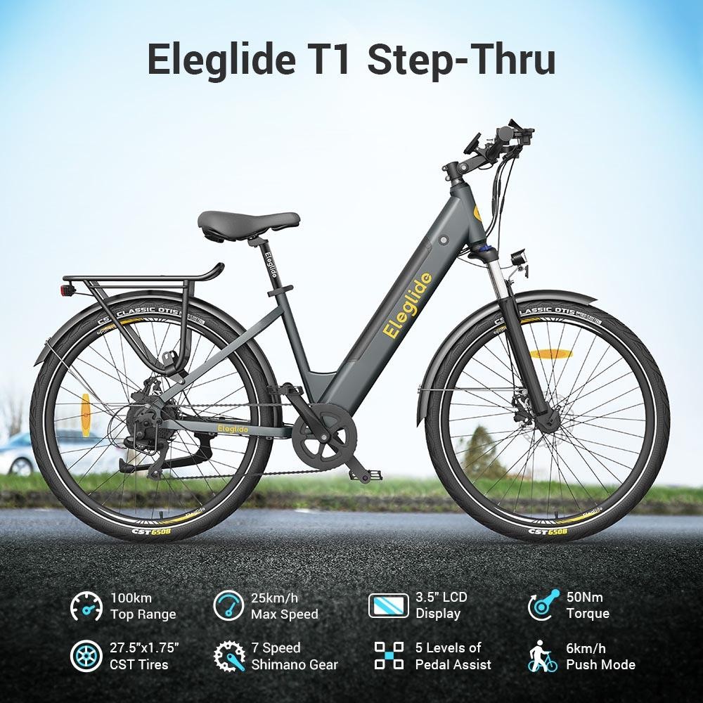 Eleglide T1 Step-Thru Electric Moped Bike 36V 12.5AH 250W for Trekking
