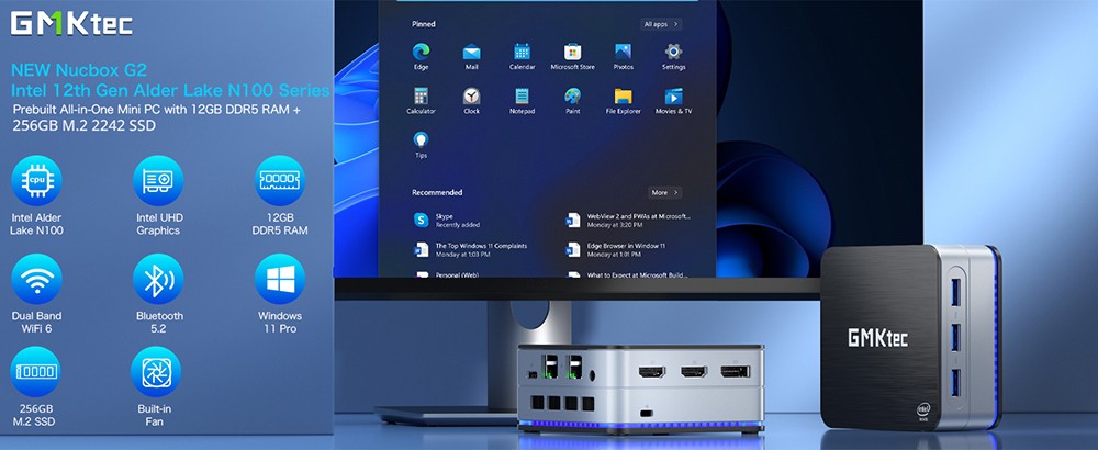 GMK G2 Mini PC Intel Alder Lake N100 12GB DDR5 256GB SSD