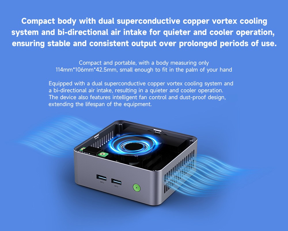 GMK M2 Mini PC Intel Core i7-11390H 16GB DDR4 1T SSD EU