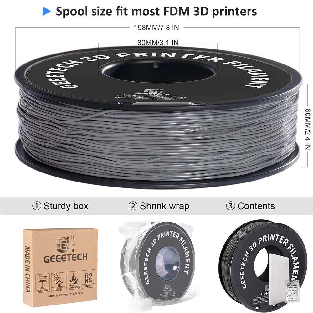 Geeetech TPU Filament for 3D Printer Grey | Europe
