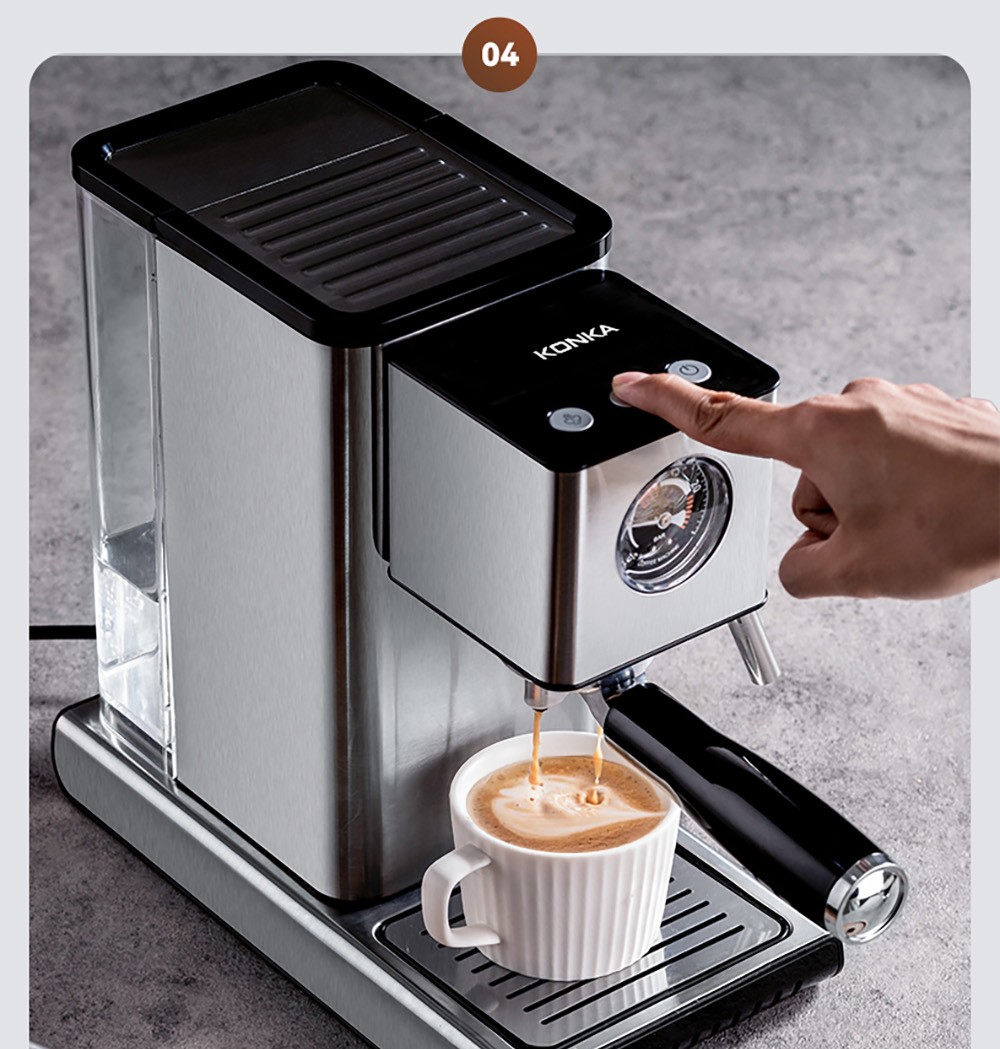 KONKA KKFJ-1202 Espresso Coffee Machine EU Plug Silver