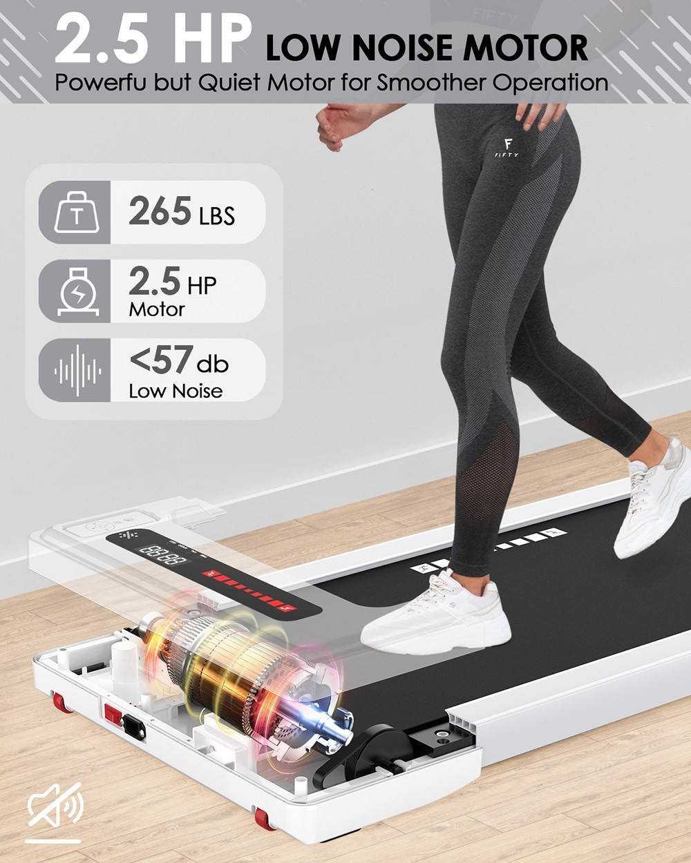 KRD-Q20 2 in 1 Under Desk Treadmill White
