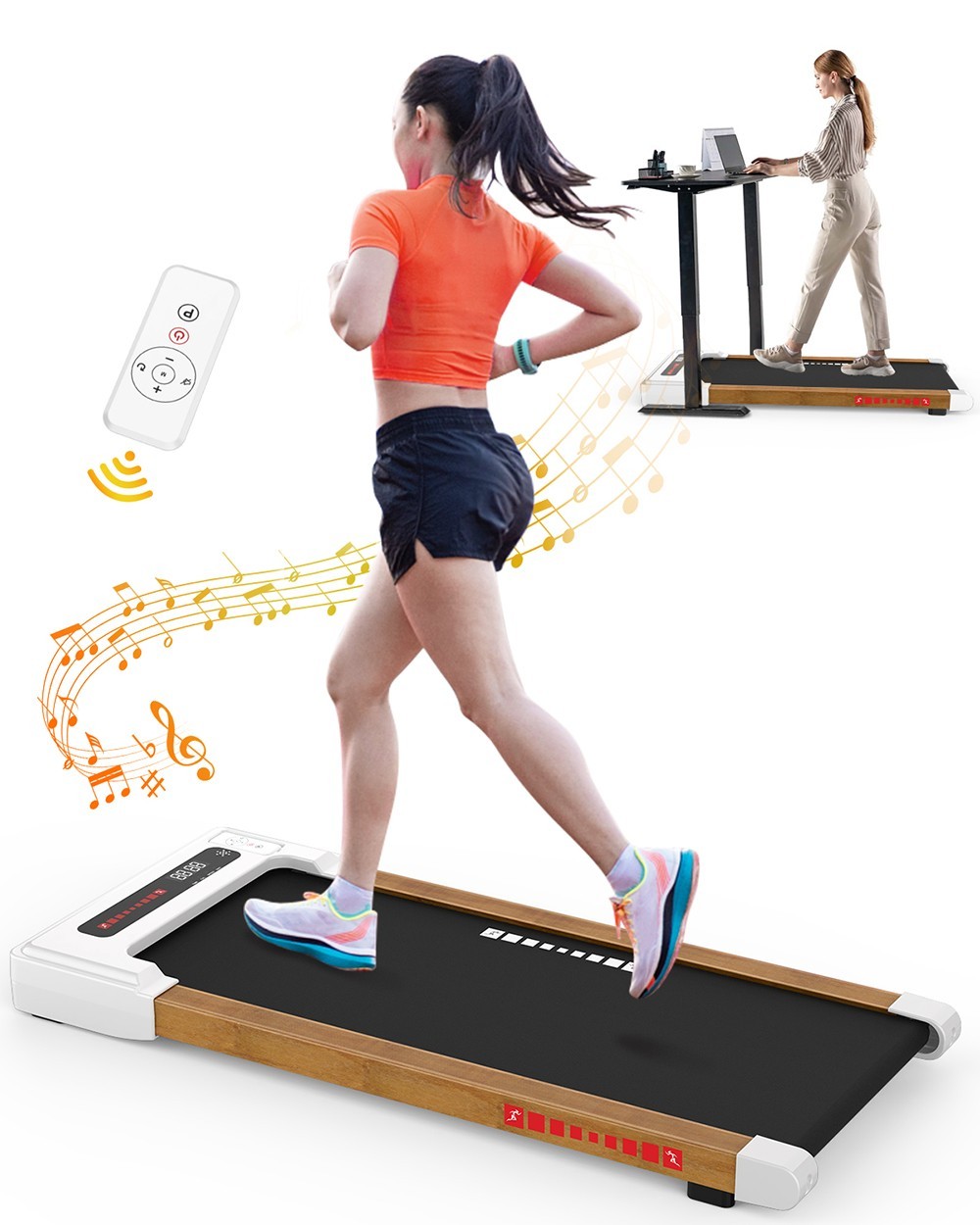 KRD-Q20 2 in 1 Under Desk Treadmill White Wood Grain