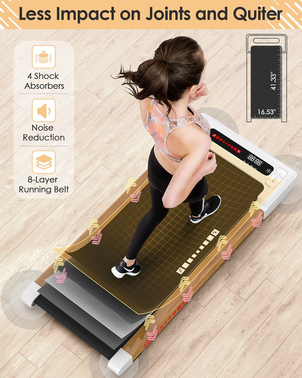 KRD-Q20 2 in 1 Under Desk Treadmill White Wood Grain
