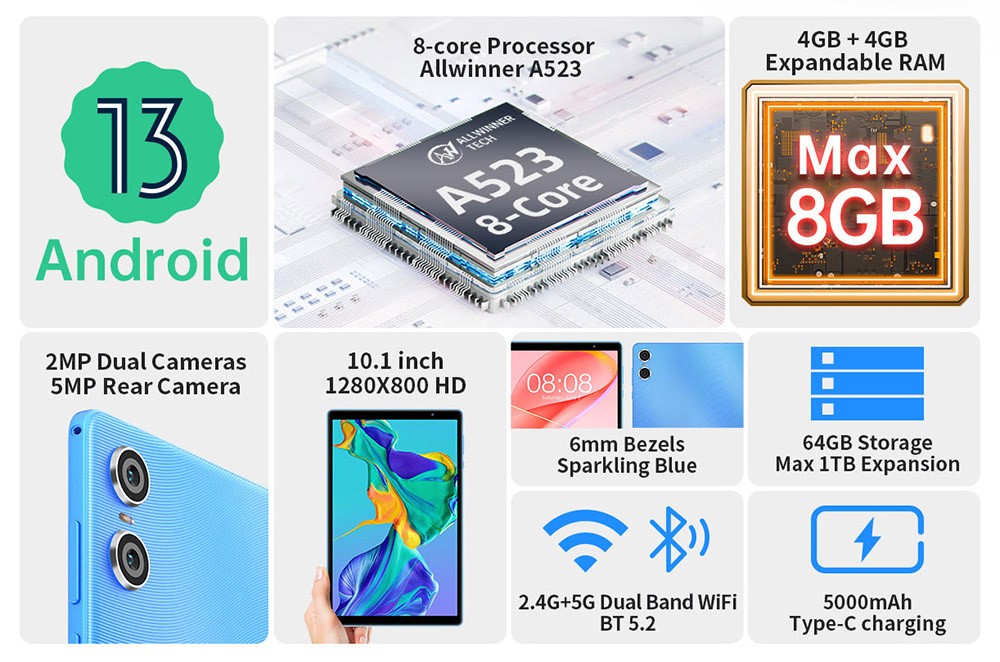 Teclast P26T 10.1 inch Tablet 4GB RAM 64GB ROM