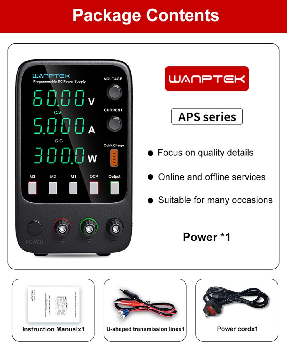 WANPTEK APS605H Programmable Regulated DC Power Supply UK Plug