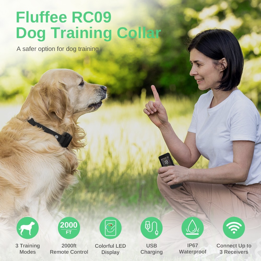 Fluffee RC09 Dog Training Collar Black