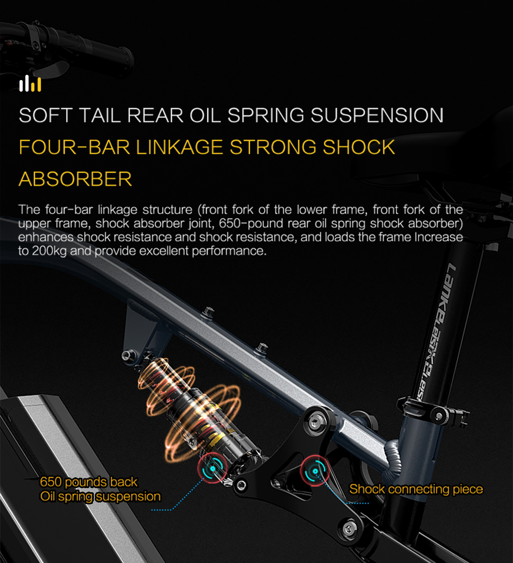 LANKELEISI RV700 Electric Bike 16Ah 48V 1000W 42Km/h - Black Blue