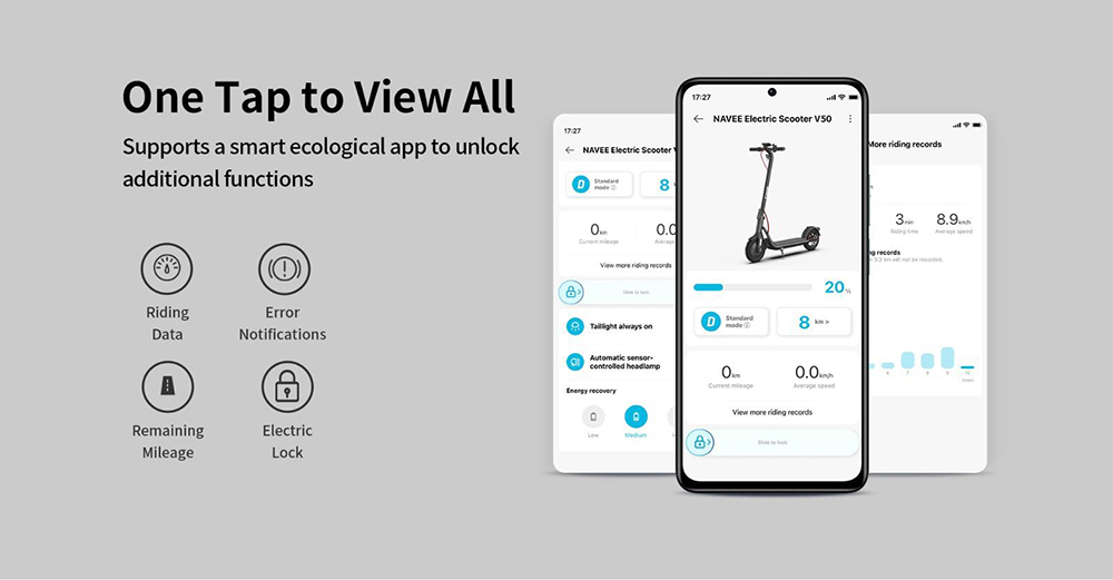 NAVEE V50 Electric Scooter Foldable 700W Max Power 50km Max Range