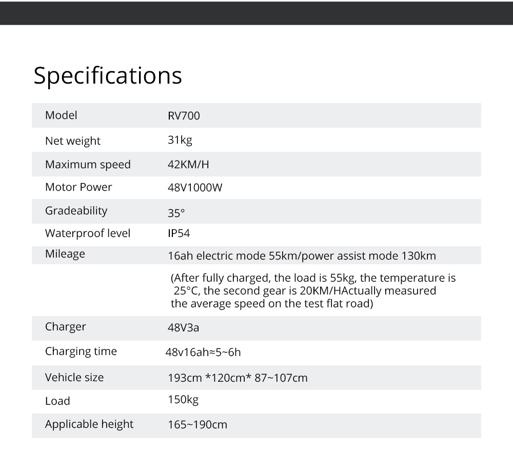 LANKELEISI RV700 Electric Bike 16Ah 48V 1000W 42Km/h - Black Blue