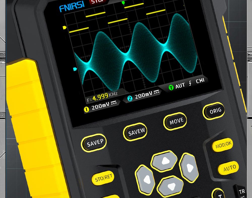 FNIRSI DPOX180H Digital Phosphor Oscilloscope EU Plug Yellow