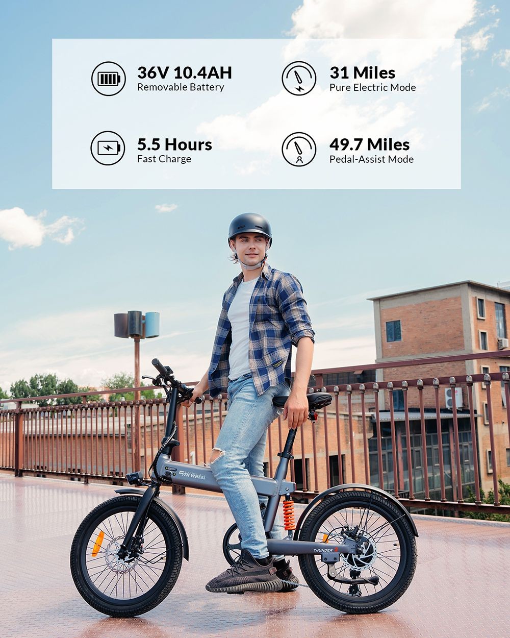 5TH WHEEL Thunder 2 Electric Bike 20 inch 20mph 36V 10.4Ah 350W Motor