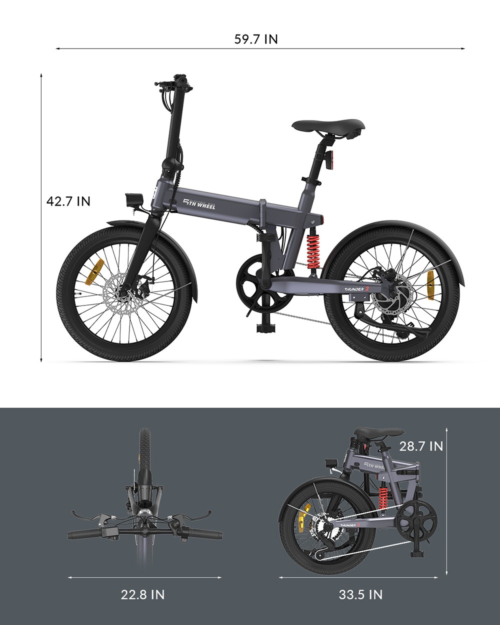 5TH WHEEL Thunder 2 Electric Bike 20 inch 20mph 36V 10.4Ah 350W Motor